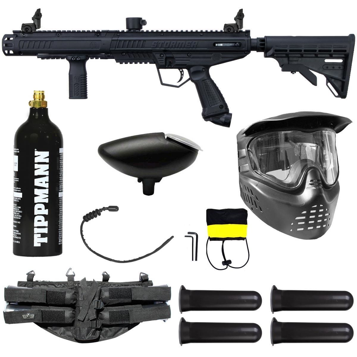 Tippmann Stormer Tactical Paintball Marker Black Starter Package ...