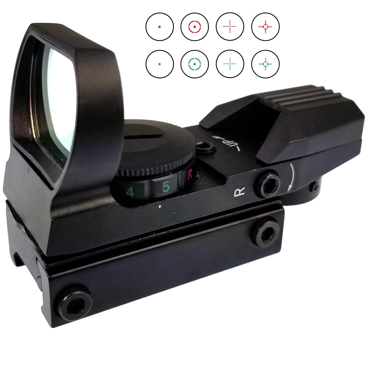 TSI Optics 1x33 Reflex Sight 4 Reticle Red/Green Picatinny 20mm Mount ...