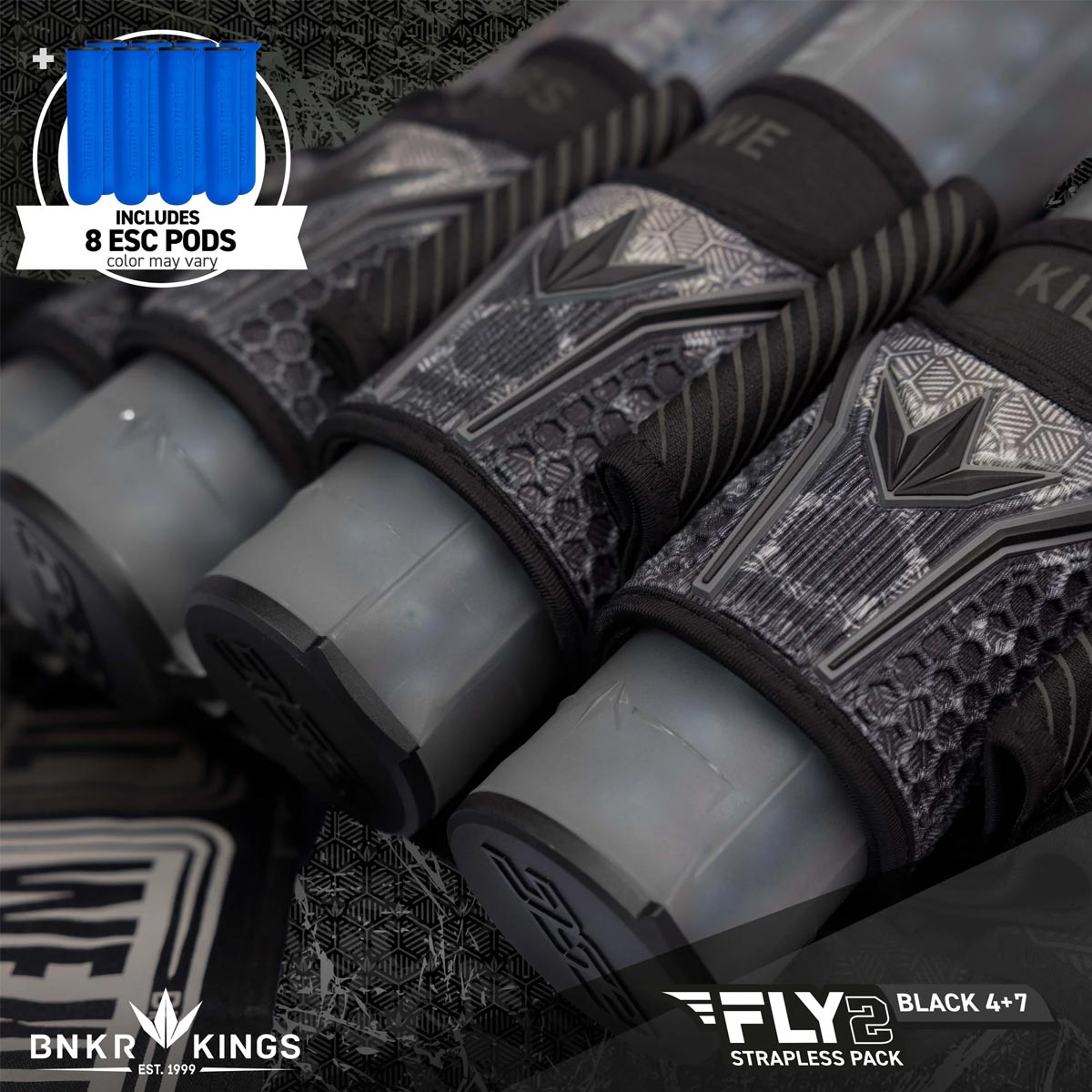 Bunkerkings Fly2 Pack Black Skull 4+7 with 8 ESC Pods – Discount Paintball